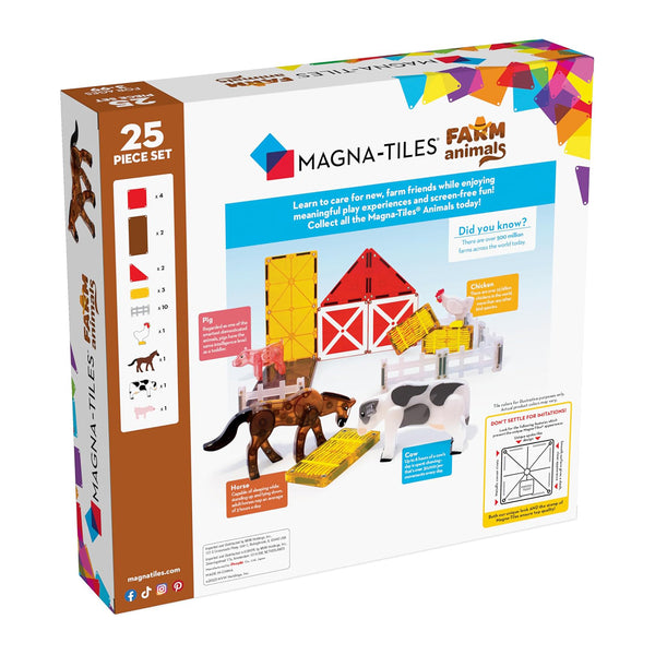 Magna-Tiles Farm Animals 25 Piece Magnetic Tile Building Set | Radar Toys