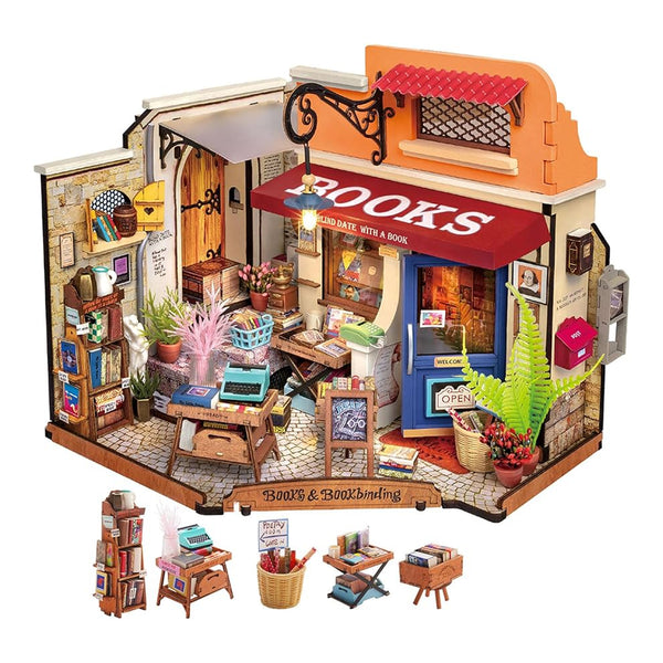 Robotime Rolife DIY Miniature House Corner Bookstore Set | Radar Toys