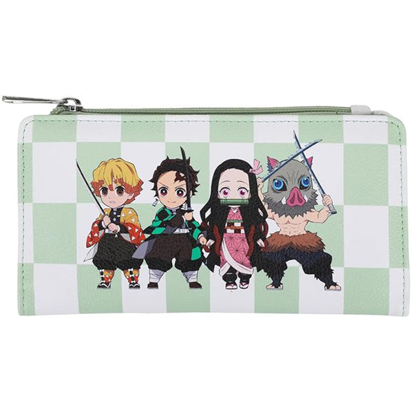 Bioworld Demon Slayer Chibi Characters Checkered Bifold Wallet| Radar Toys