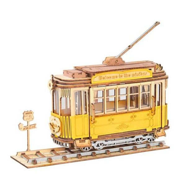 Robotime Rolife Tramcar Wooden Puzzle Building Set| Radar Toys