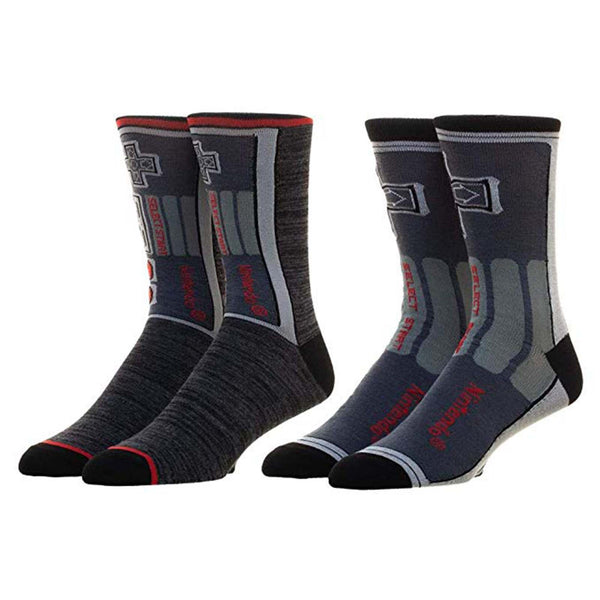 Nintendo Controller Grey 2 Pairs Of Crew Socks | Radar Toys