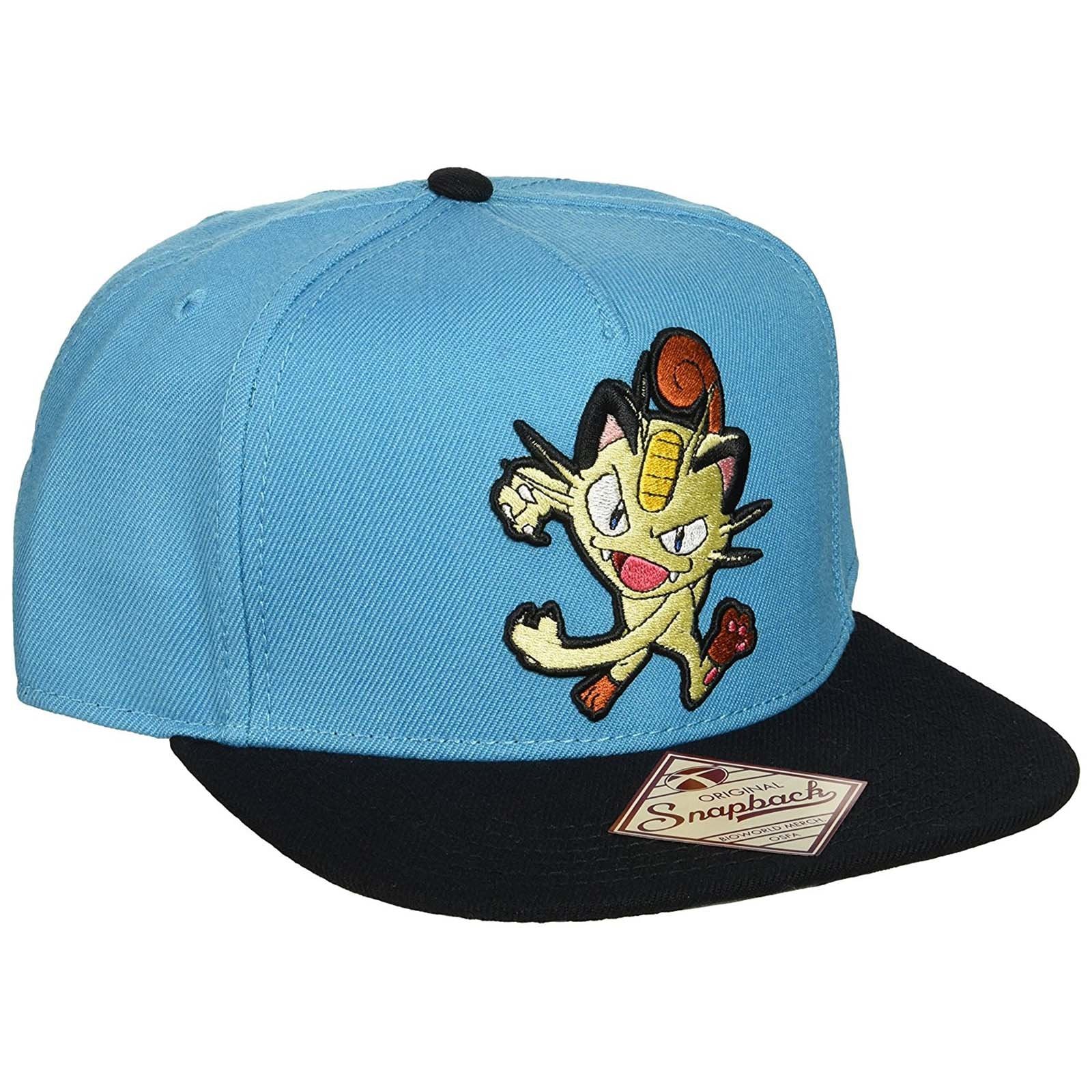 Pokemon Meowth Blue Snapback Hat Clothing | Radar Toys