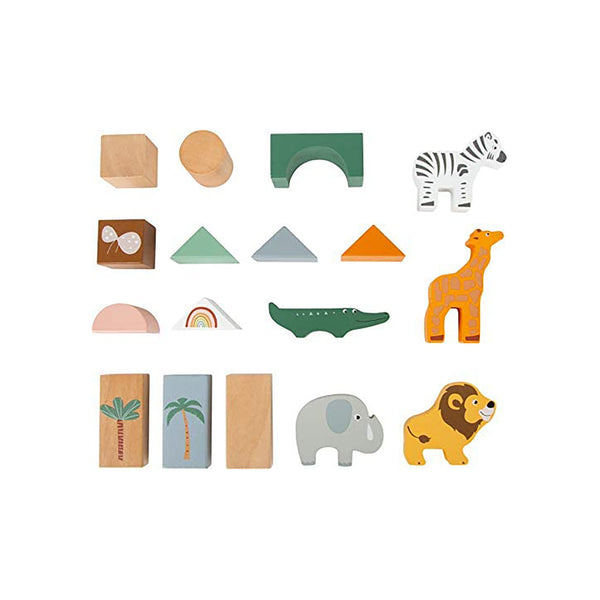 Small Foot Wooden Safari Building Blocks 50 Piece Set | Radar Toys