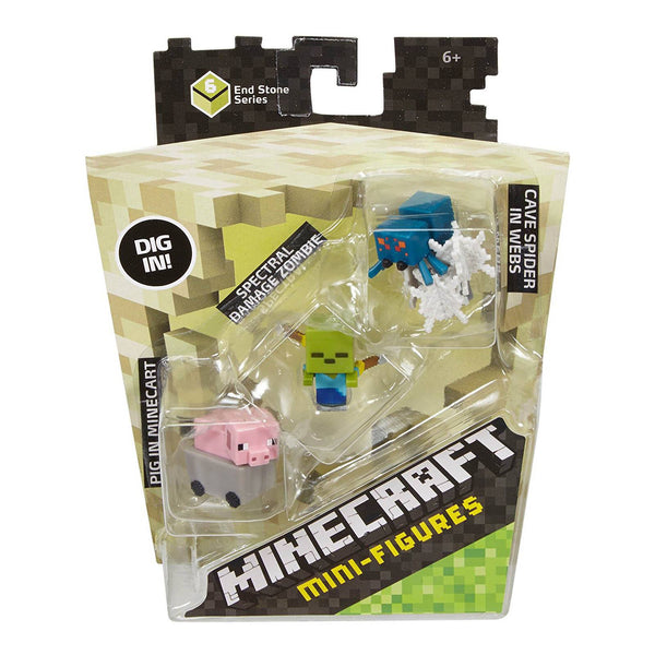 Minecraft 6 End Stone Pig Zombie Spider Figures 3 Pack | Radar Toys