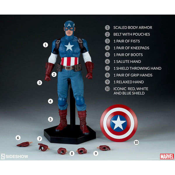Sideshow Marvel Captain America 12 Inch Action Figure | Radar Toys