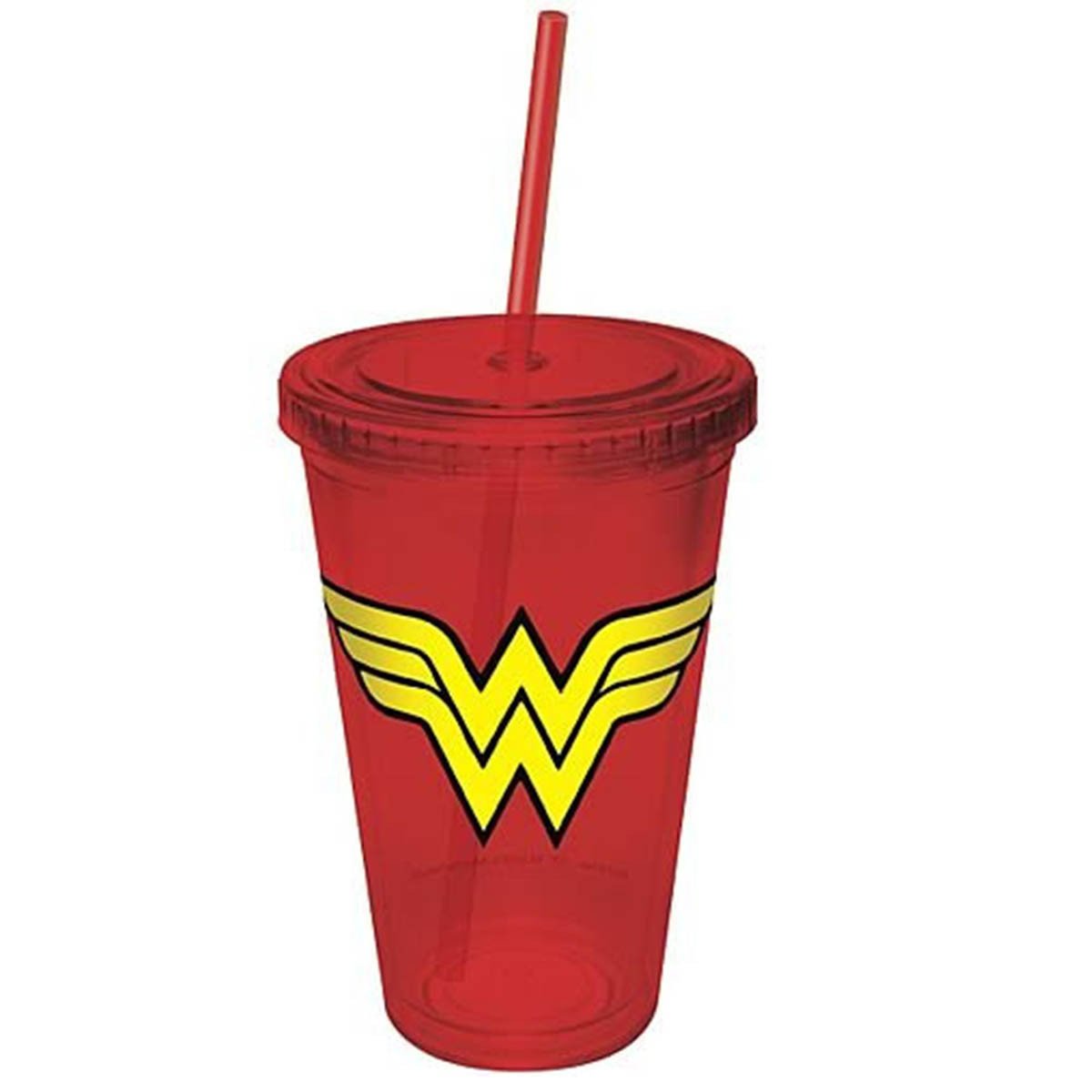 Wonder Woman Red Logo Acrylic 16 oz. Travel Cup – Radar Toys